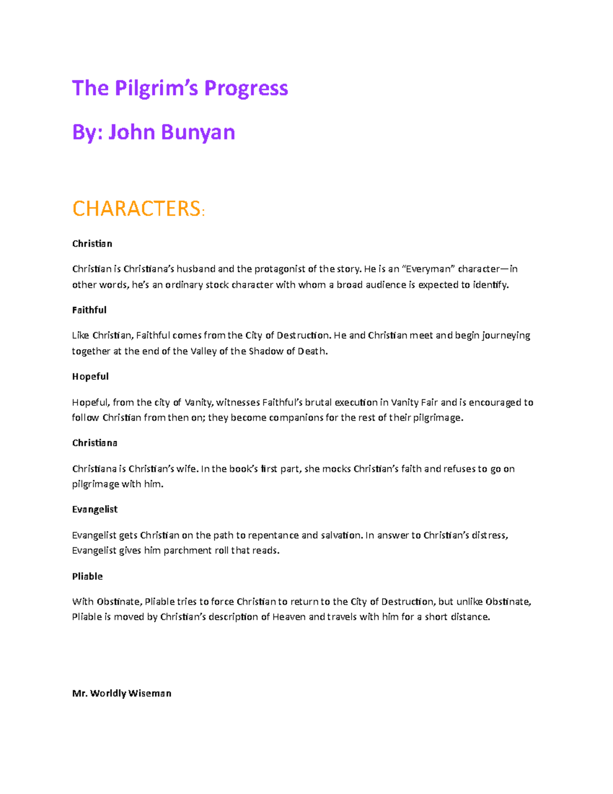 The pilgrims l - Just for fun - The Pilgrim’s Progress By: John Bunyan ...