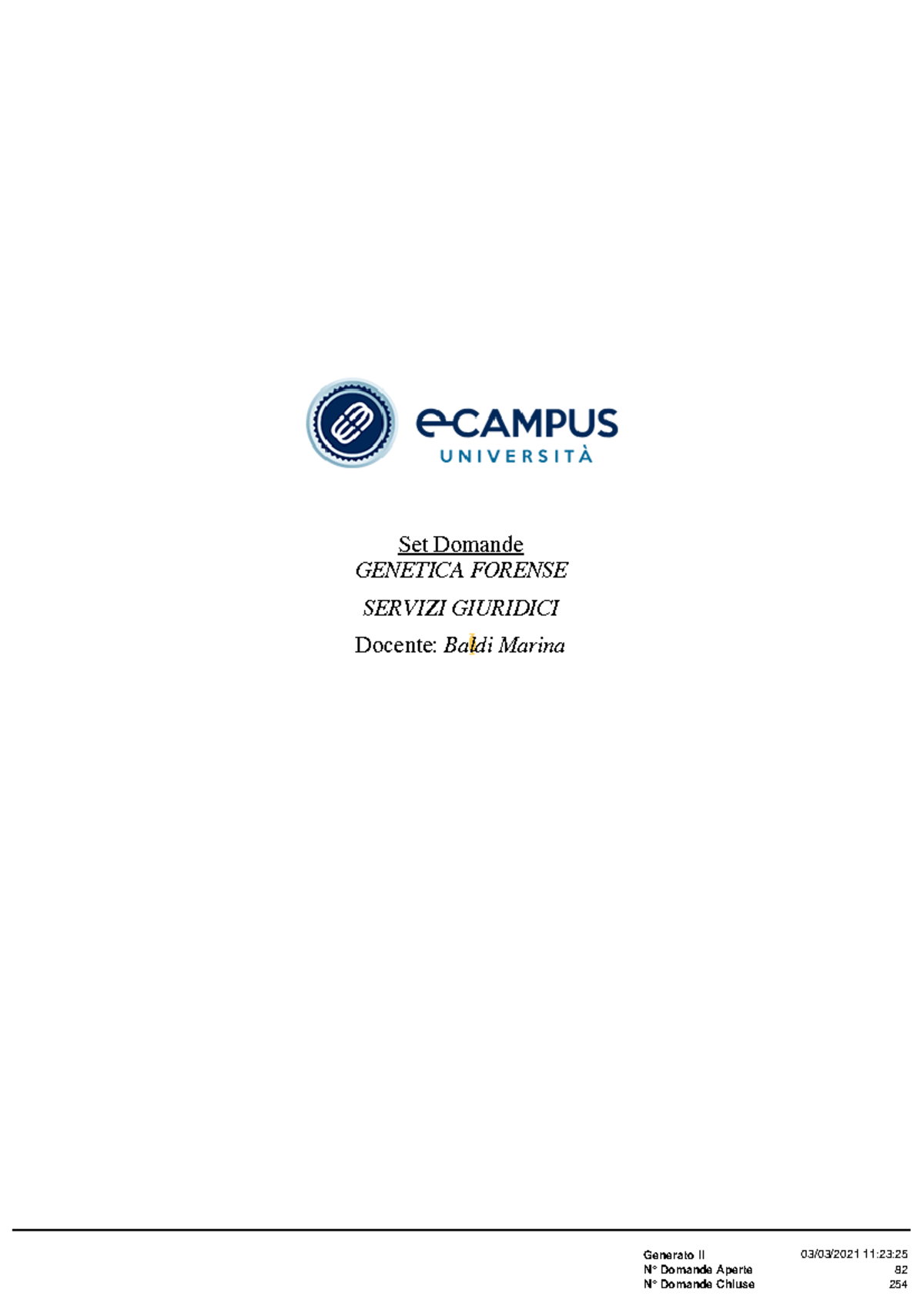 Genetica forense Completo - Baldi - Set Domande GENETICA FORENSE ...