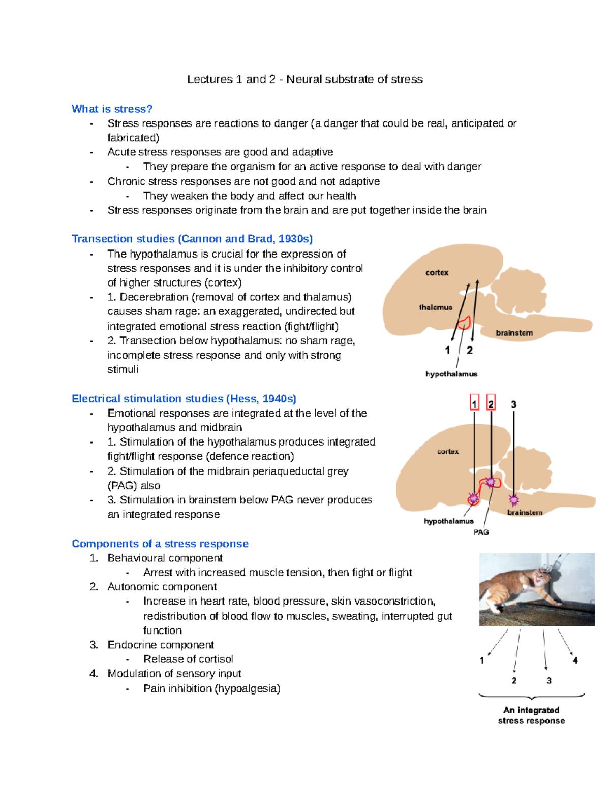 Lecture 1 and 2 - Neural substrate of stress - Lectures 1 and 2 - Neural substrate of stress ...