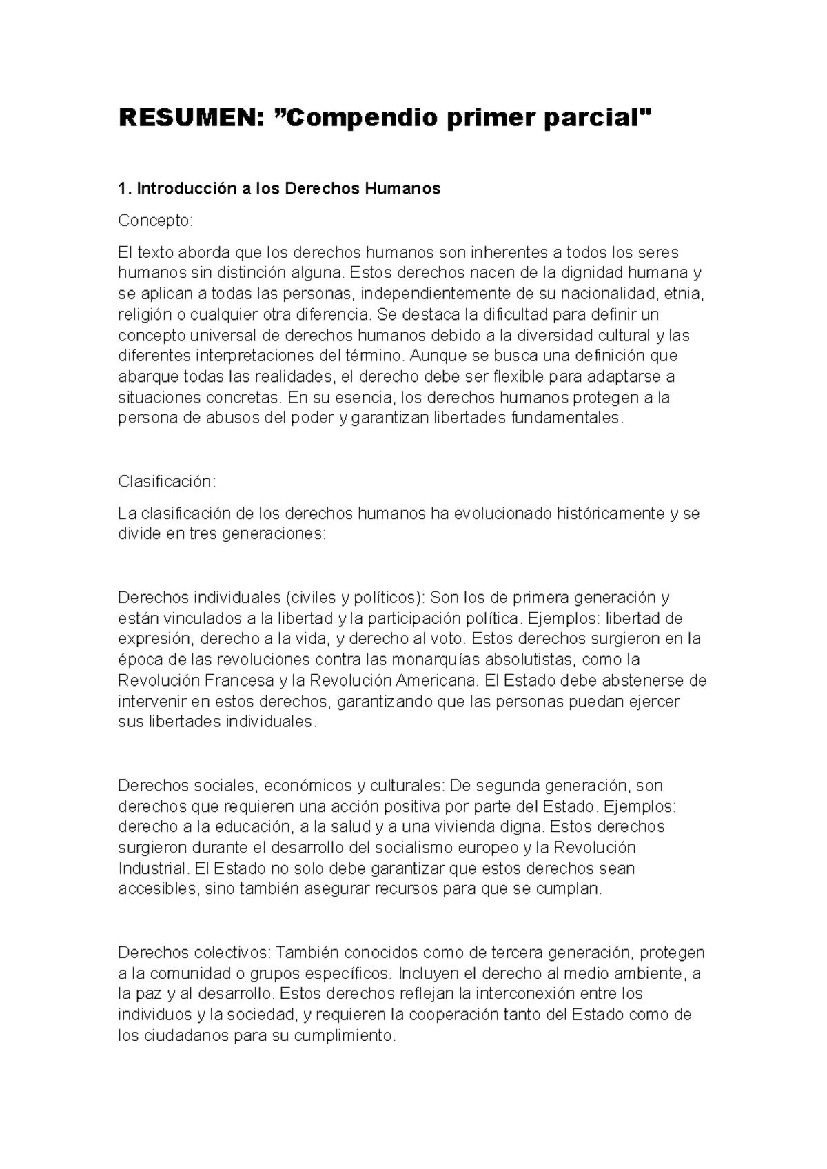 Resumen compendio primer parcial constitucion - RESUMEN: ”Compendio primer parcial" - Studocu