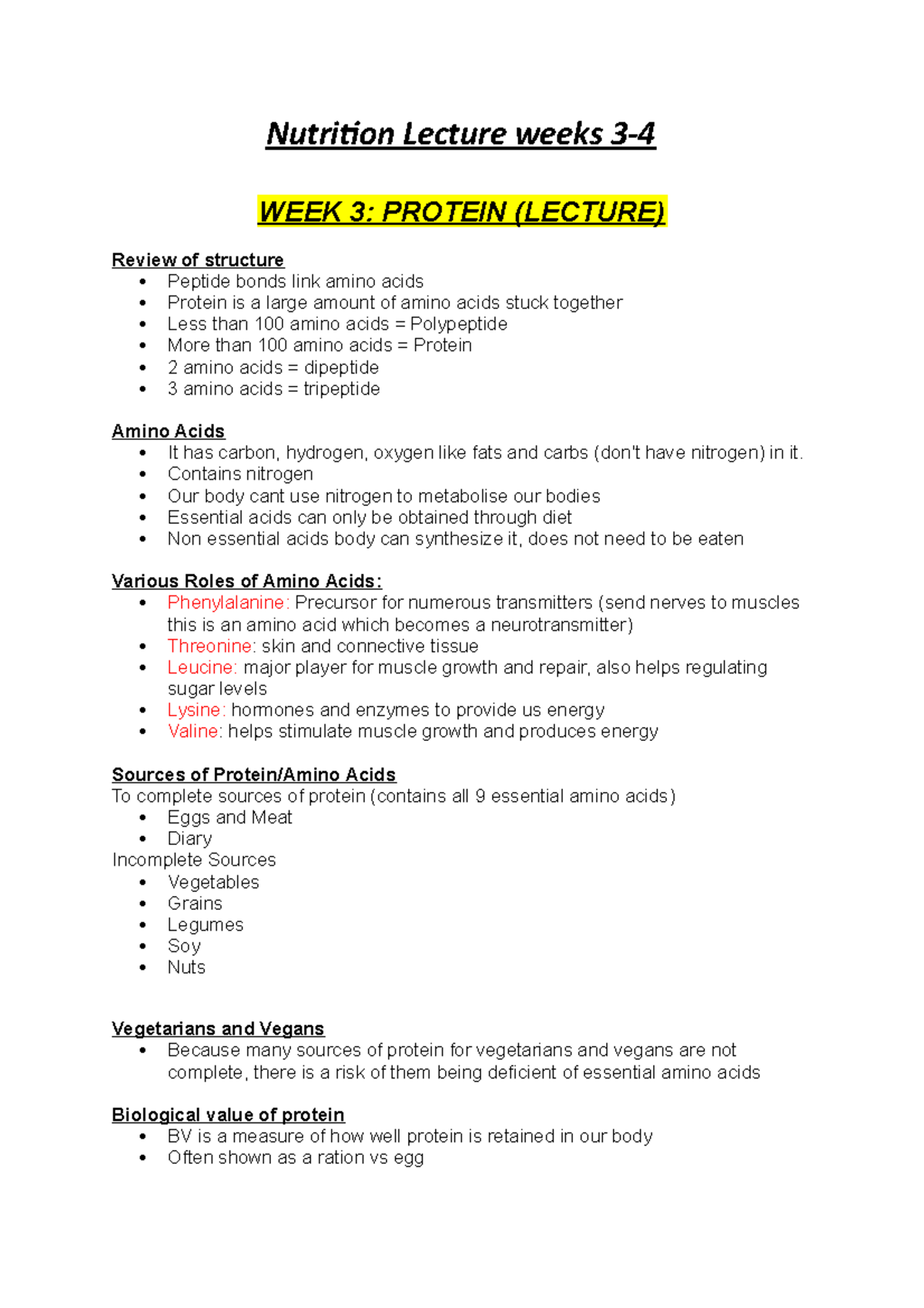 Nutrition Lecture weeks 3-4 - Nutrition Lecture weeks 3- WEEK 3 ...