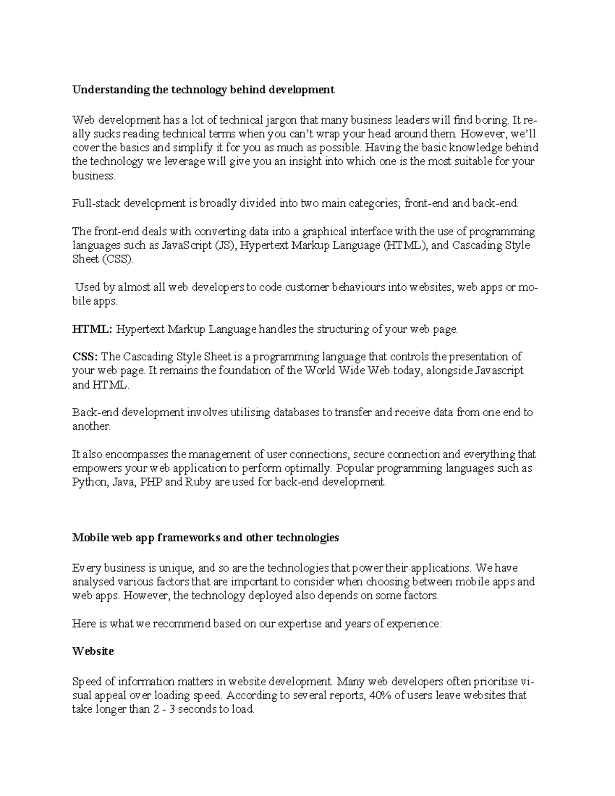 Understanding the tech behind development - Understanding the ...