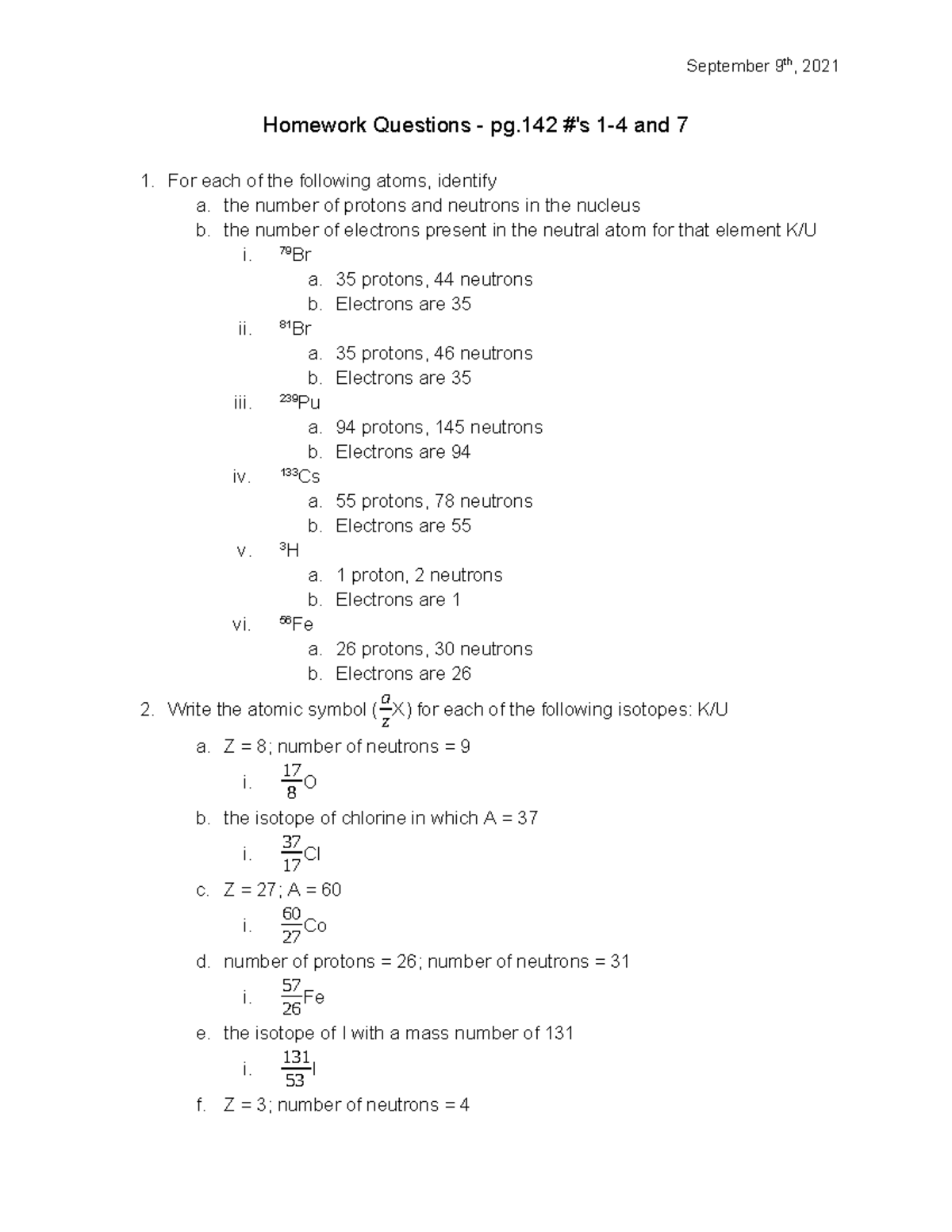SCH4UA Homework Questions - pg.142 # s 1-4 and 7 - September 9th, 2021 ...