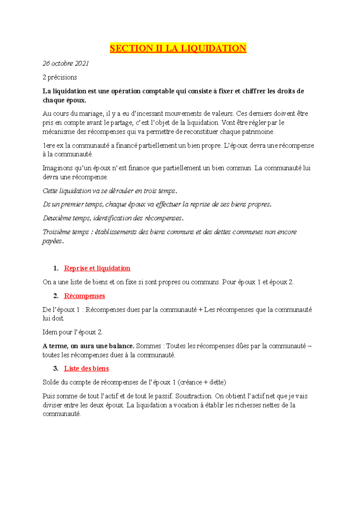 Section II La liquidation les récompenses - SECTION II LA LIQUIDATION ...