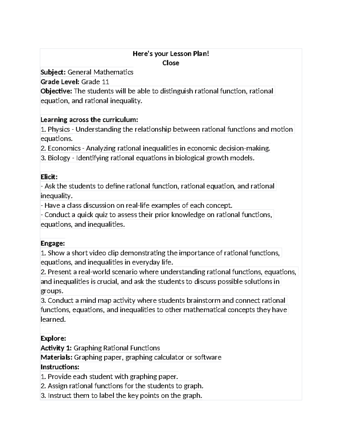 Lesson plan - Here's your Lesson Plan! Close Subject: General ...