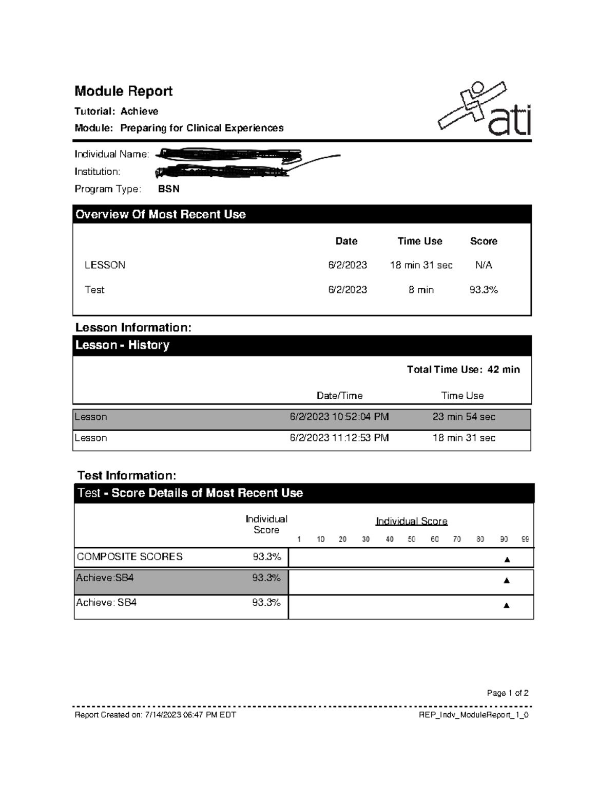 Report - This is assignment from ati - Individual Name: Institution ...