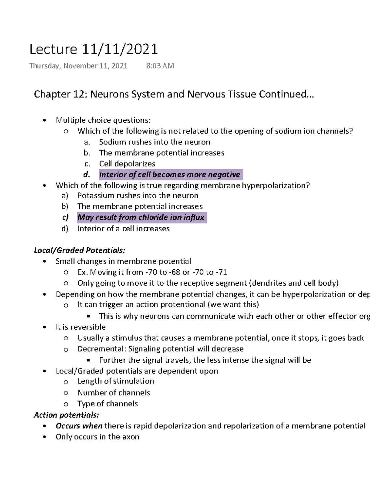Chapter 12 Neurons system - Chapter 12: Neurons System and Nervous ...