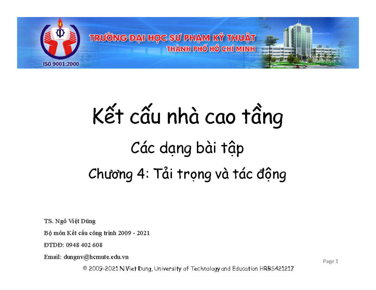 Chuong 4 - Bai tap - ĐÁAAADA - Page K ế t c ấ u nhà cao t ầ ng Các d ạ ng bài t ậ p Ch ươ ng 4 ...