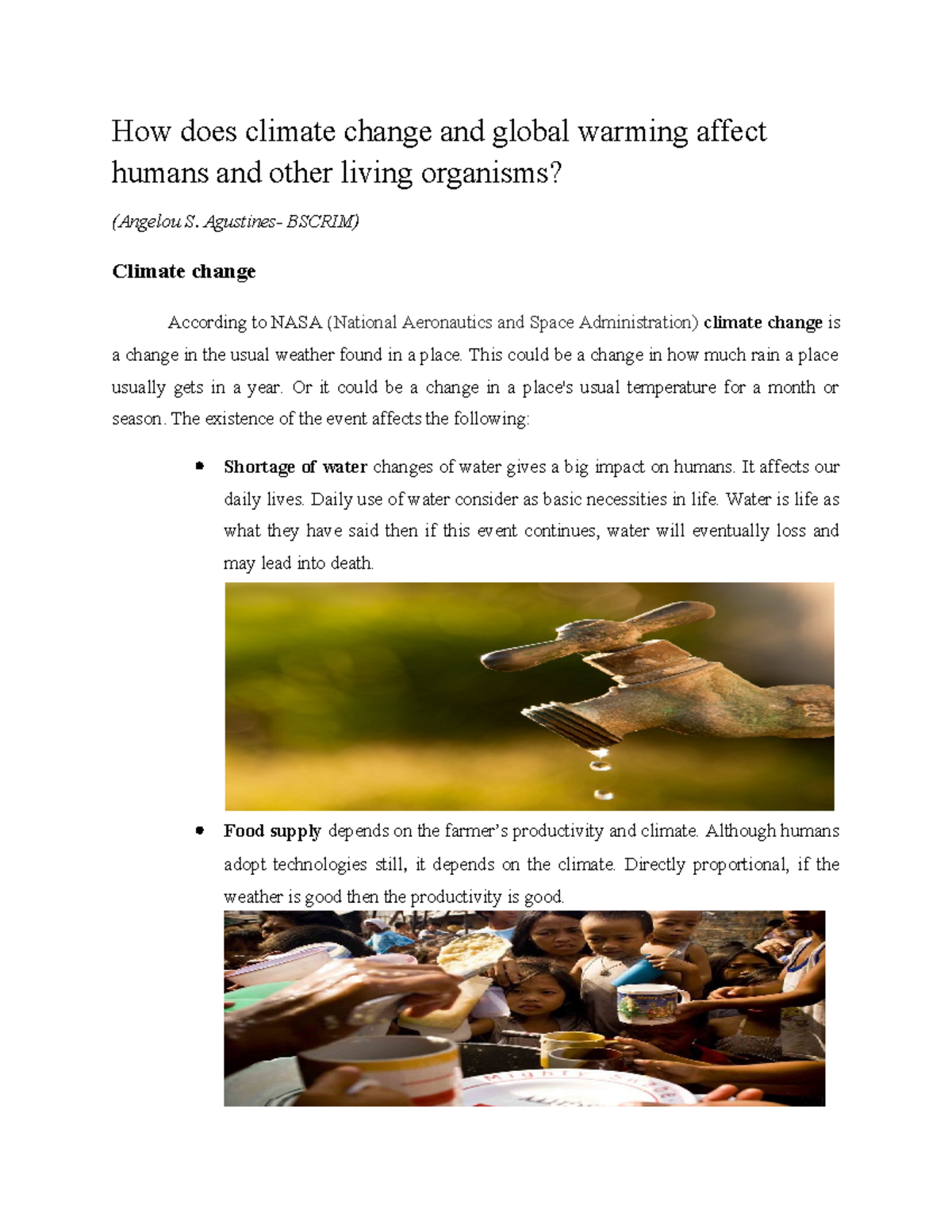 ASSIGNED 2 (09-08-21) - How does climate change and global warming ...