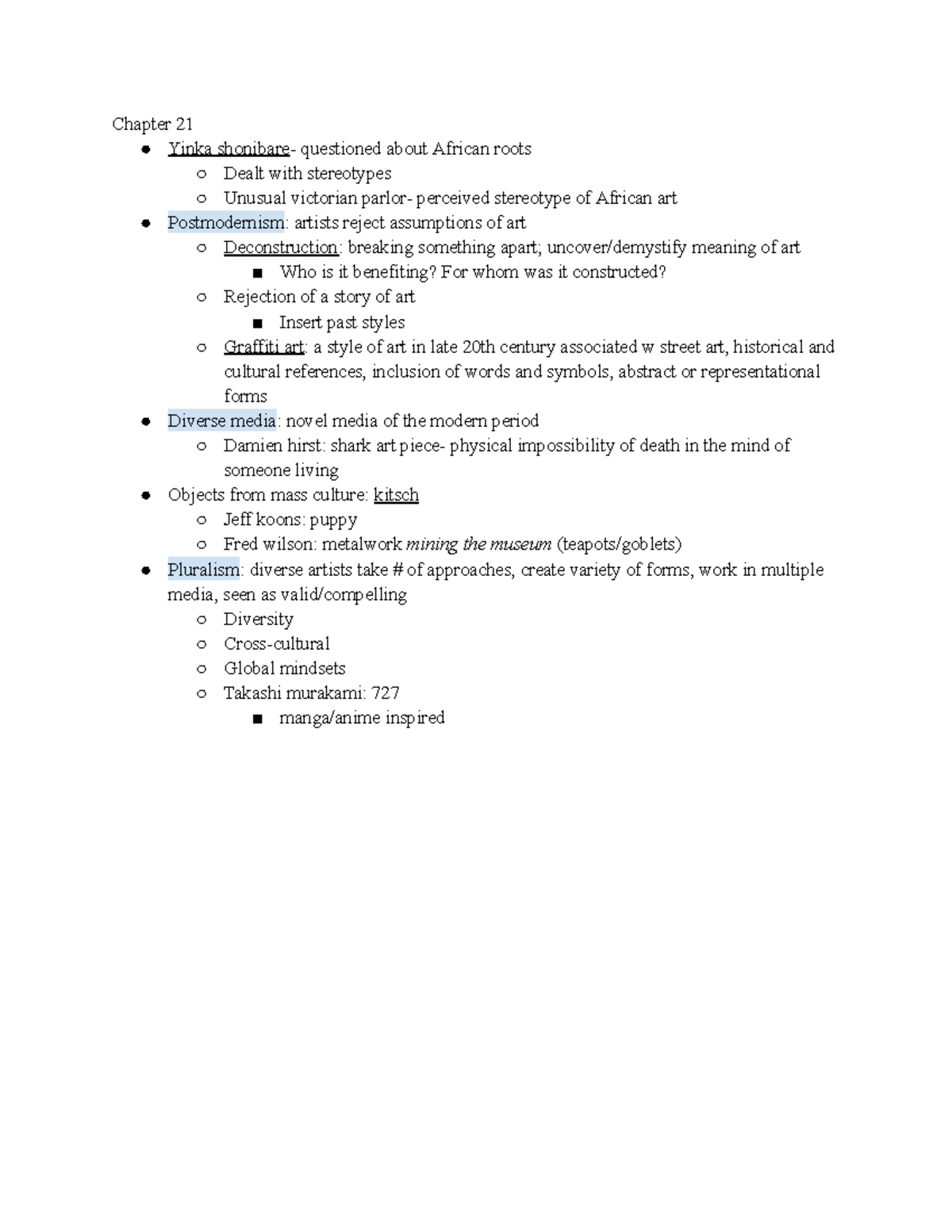 Historical art movements - Chapter 21 Yinka shonibare - questioned ...