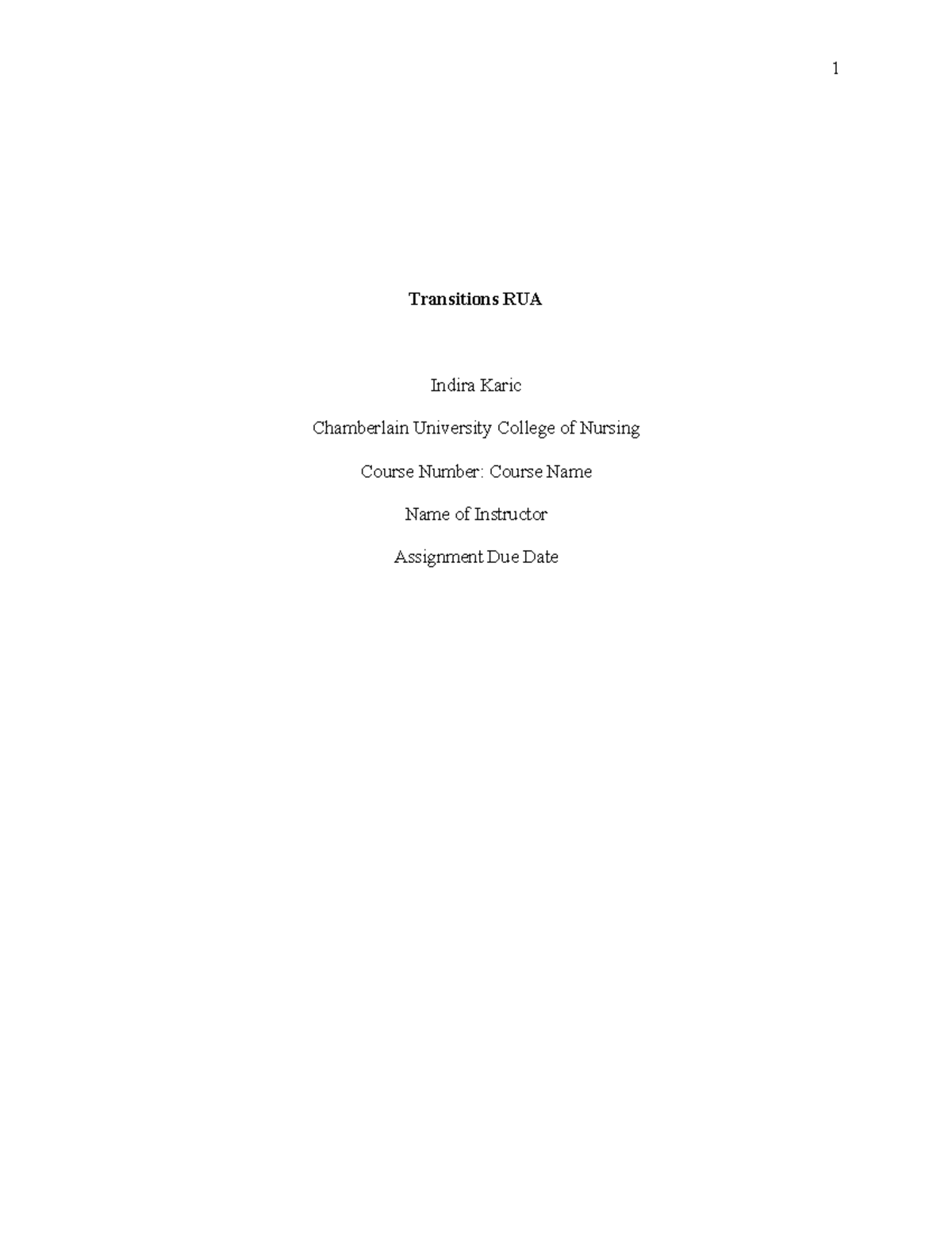 APA 7th Edition Paper Template Rnbsn (12) - 1 Transitions RUA Indira ...