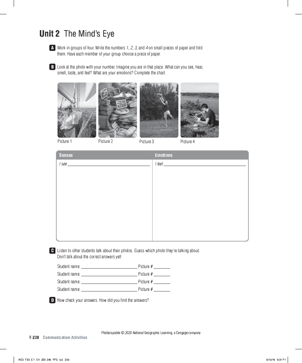 World english 3e level 3 communiation activities unit 2 - T-230 ...