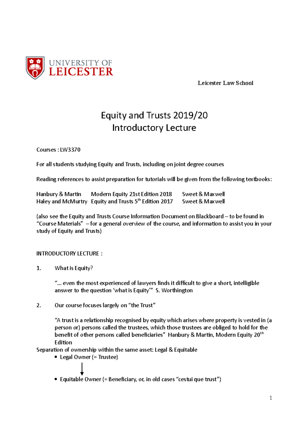 Introductory, and Creation of Express Private Trusts 1 (2019 ...