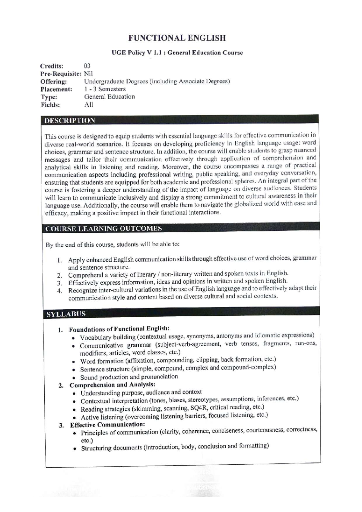 Course Outlines BS Edu. (1&2) 2023-compressed - General Science I ...