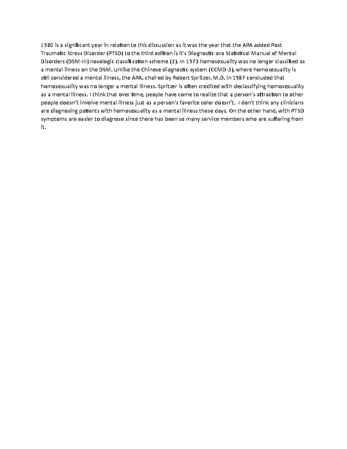 PSY-215 Module 2 Discussion - 1980 is a significant year in relation to ...