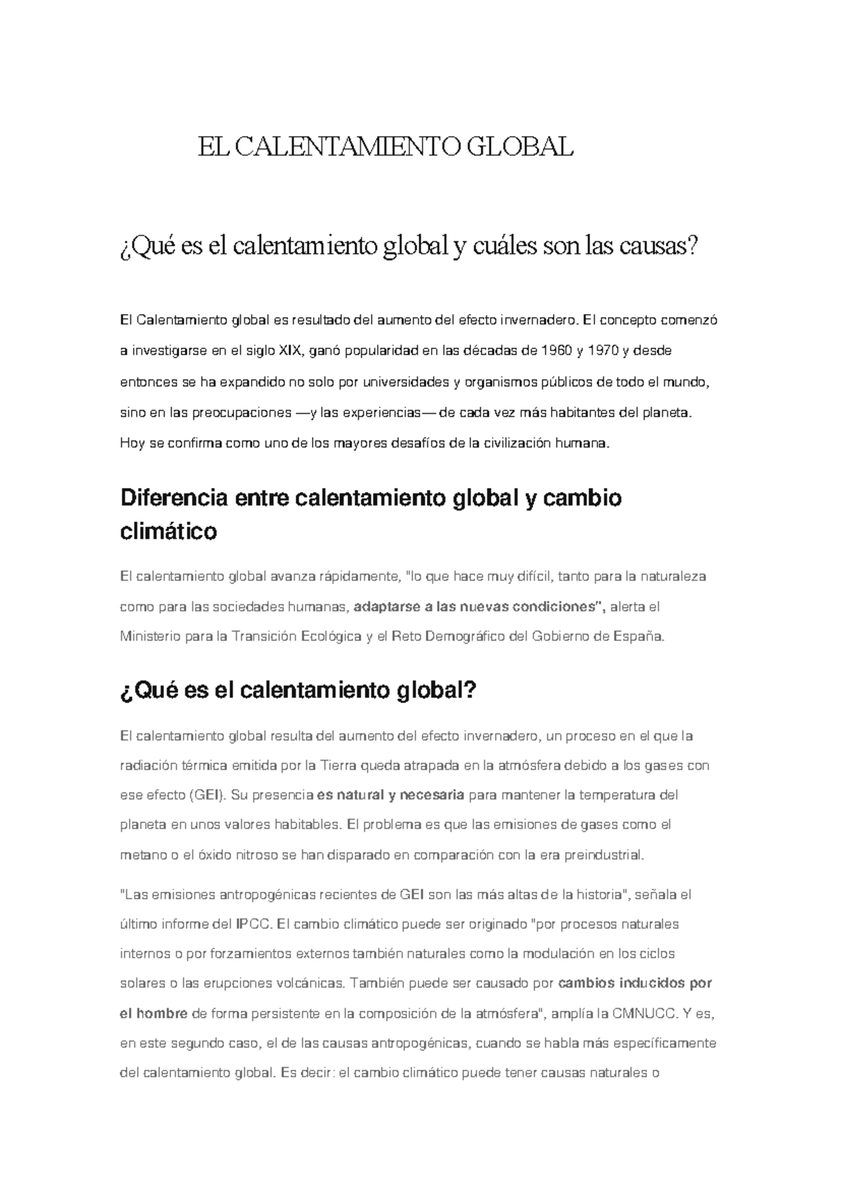 EL Calentamiento Global - EL CALENTAMIENTO GLOBAL ¿Qué es el ...