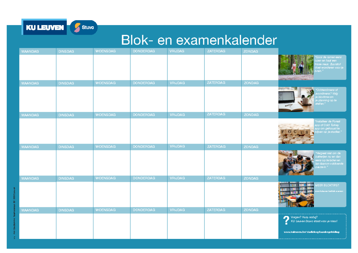 BLOKplanner - v.: Ann Gaublomme, Naamsestraat 80, 3000 Leuven Blok- en ...