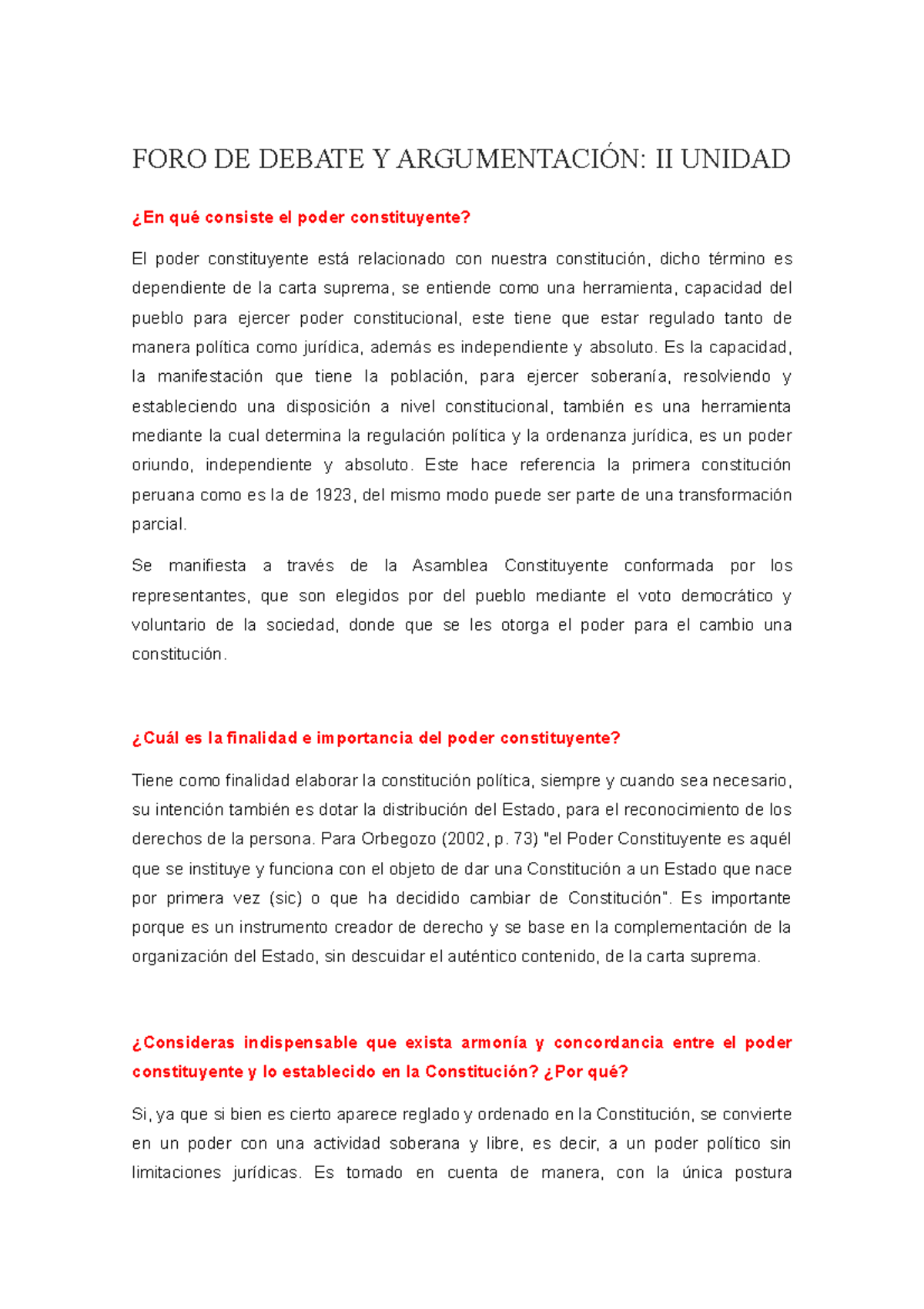 FORO II - ............. - FORO DE DEBATE Y ARGUMENTACIÓN: II UNIDAD ¿En ...