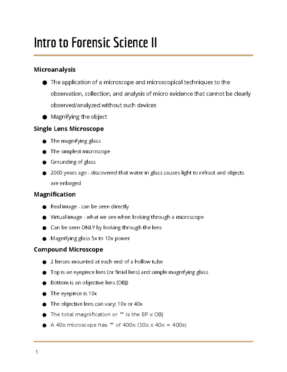 THE Microscope - Intro to Forensic Science II Microanalysis The ...