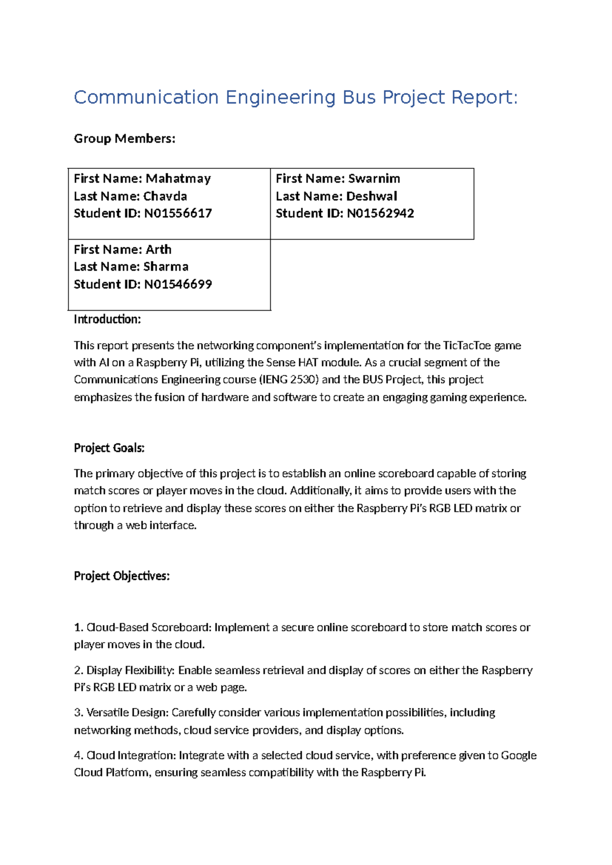 Communication Engineering Bus Project Report GRP - Communication ...