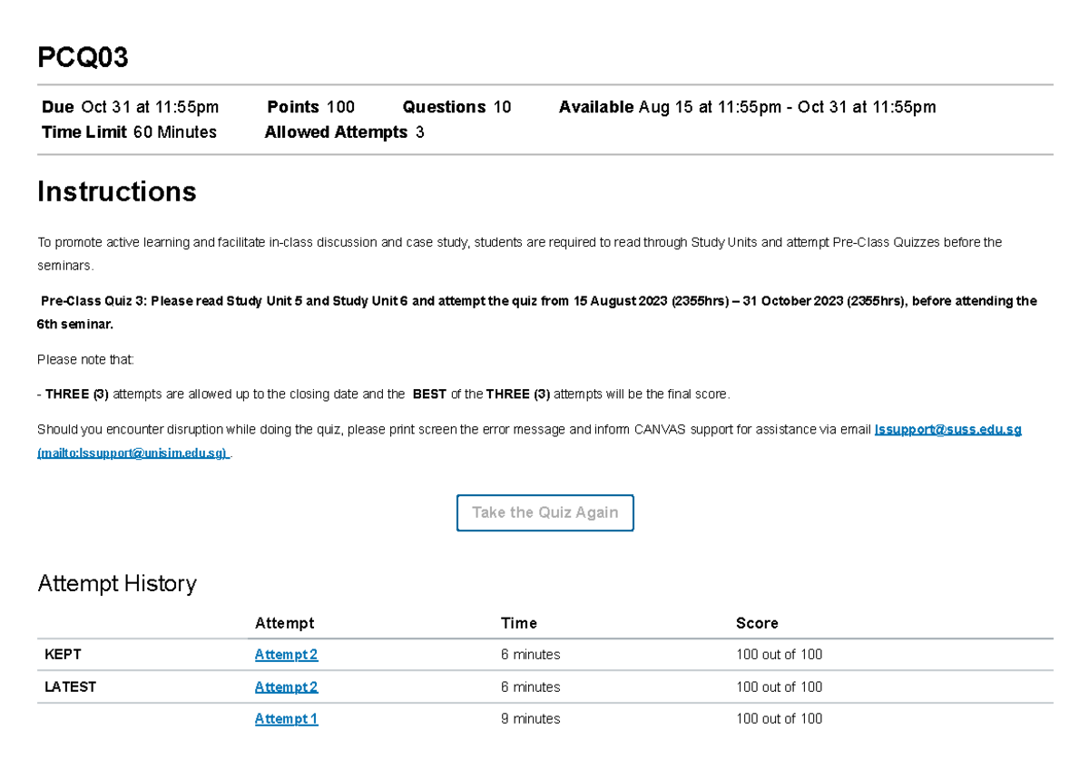 PCQ03 - PCQ Due Oct 31 at 11:55pm Points 100 Questions 10 Available Aug 15 at 11:55pm - Oct 31 ...