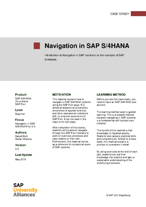 SAP Case Study of SD 2021 S2 - © SAP UCC Magdeburg Product S/4HANA 18 ...