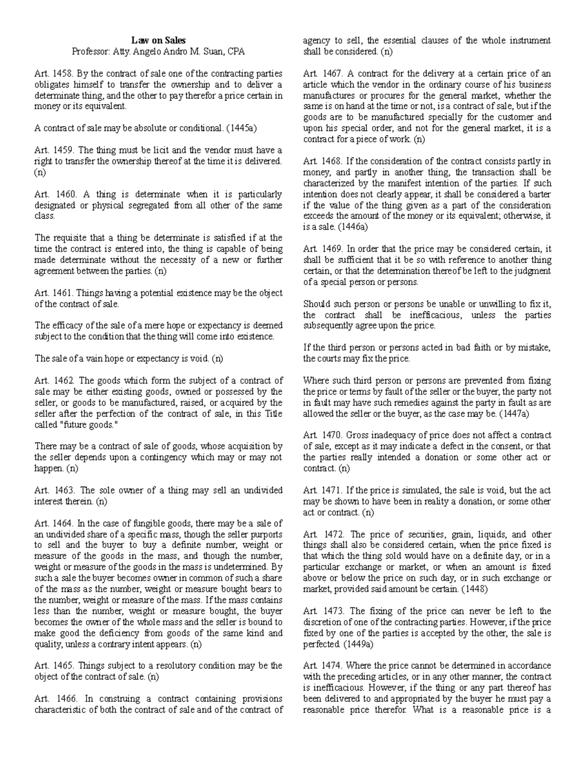 Law on sales Law Law On Sales Professor Atty Angelo Andro M Suan law-on-sales-law-law-on-sales-professor-atty-angelo-andro-m-suan