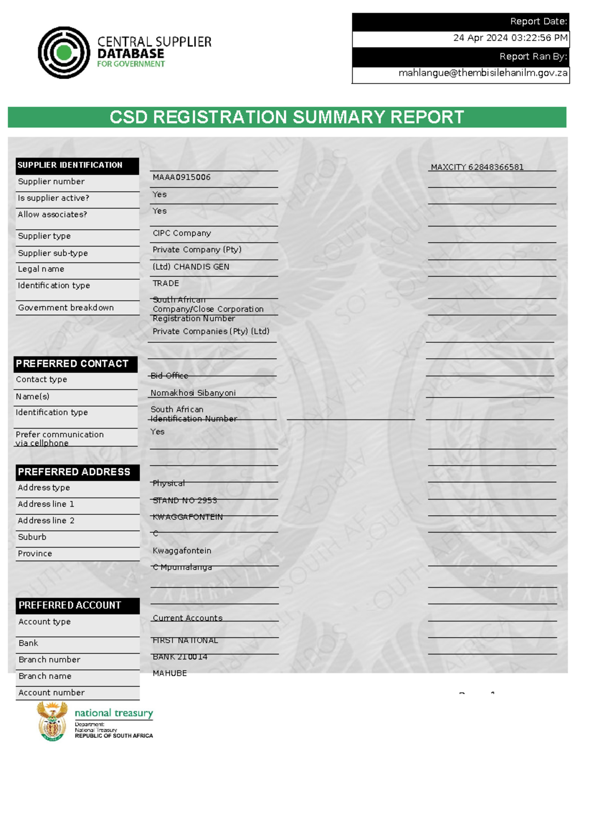 Chandis 06 10 2023 - CSD REGISTRATION SUMMARY REPORT 24 Apr 2024 03:22: ...