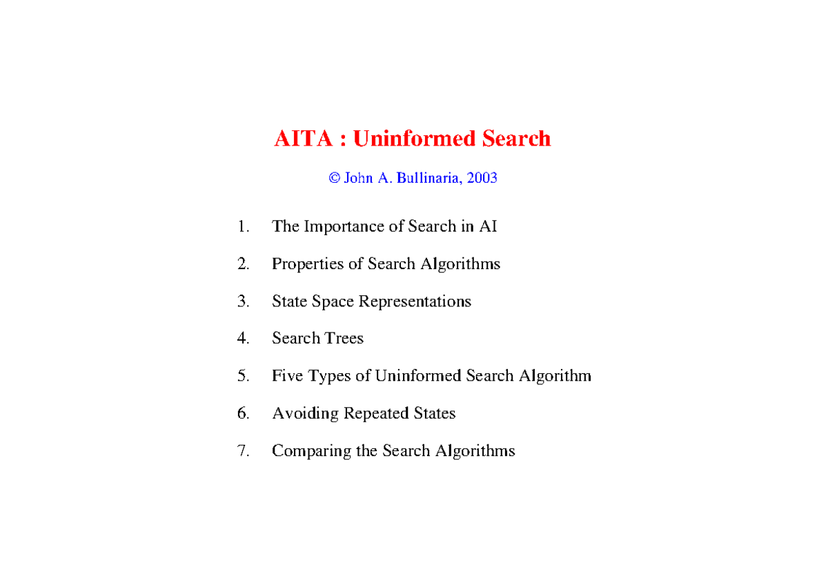 Uninformed Search Ai