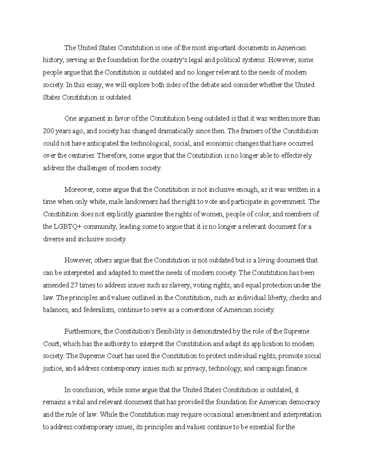 Is the United States Constitution Outdated? Exploring Both Sides of the ...