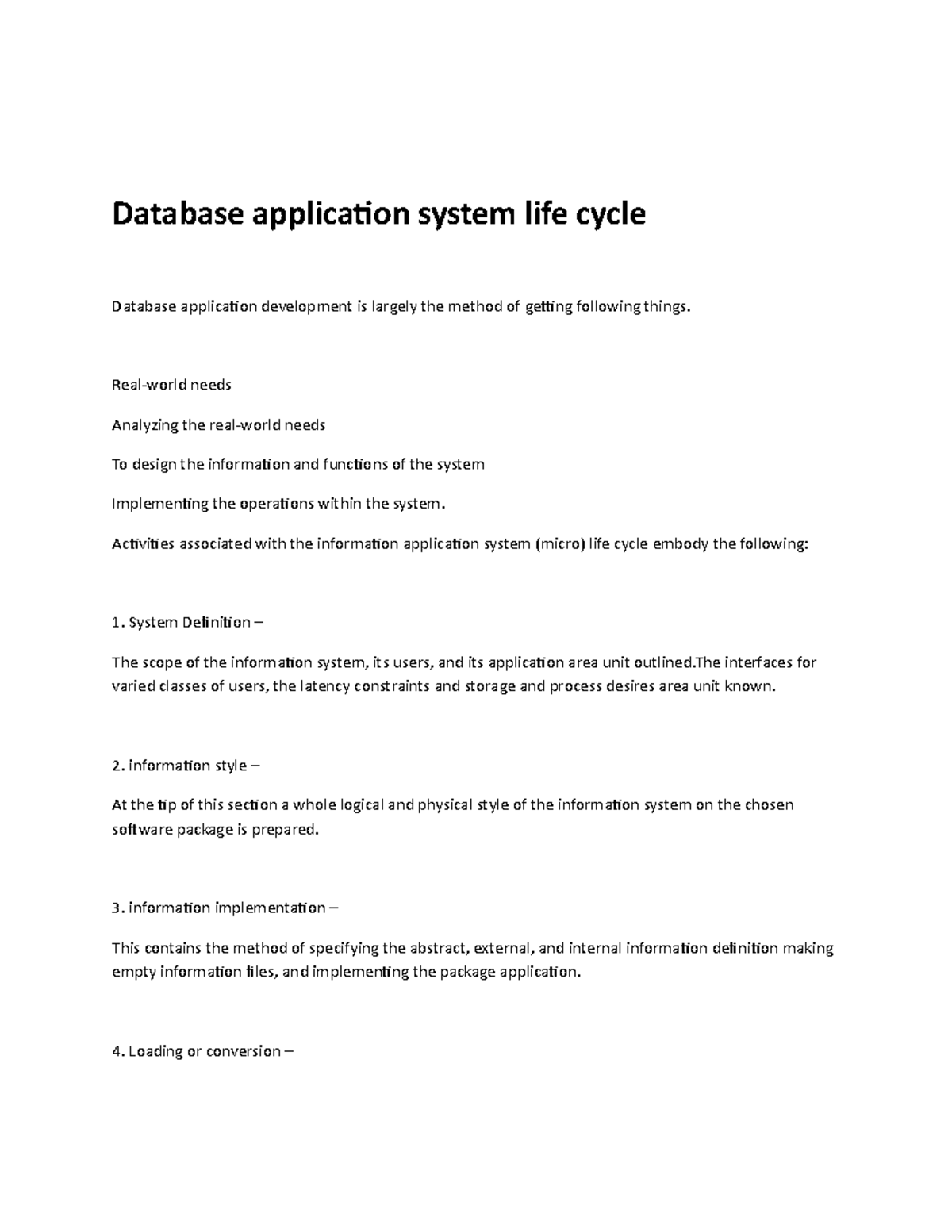 Database application system life cycle - Software Engineering - StuDocu