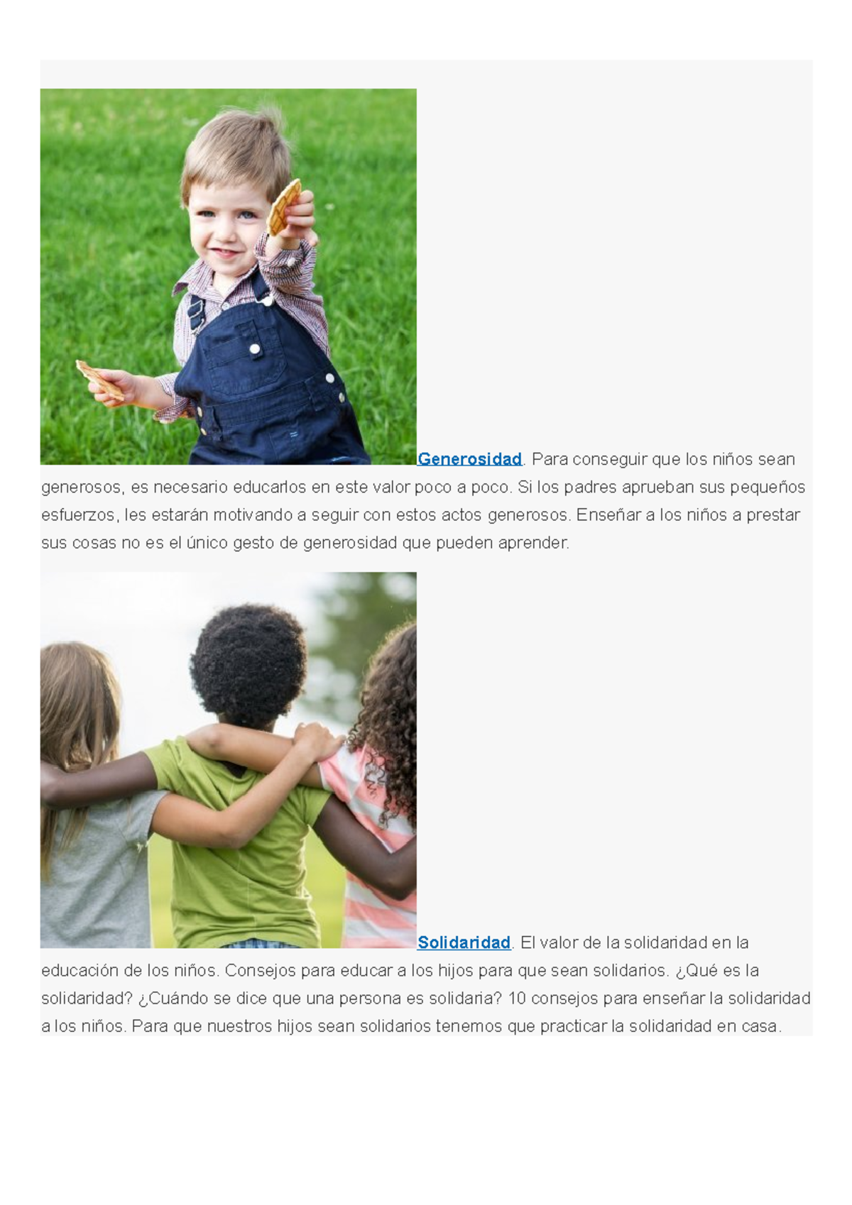 Otros valores - mkmm - Generosidad. Para conseguir que los niños sean ...