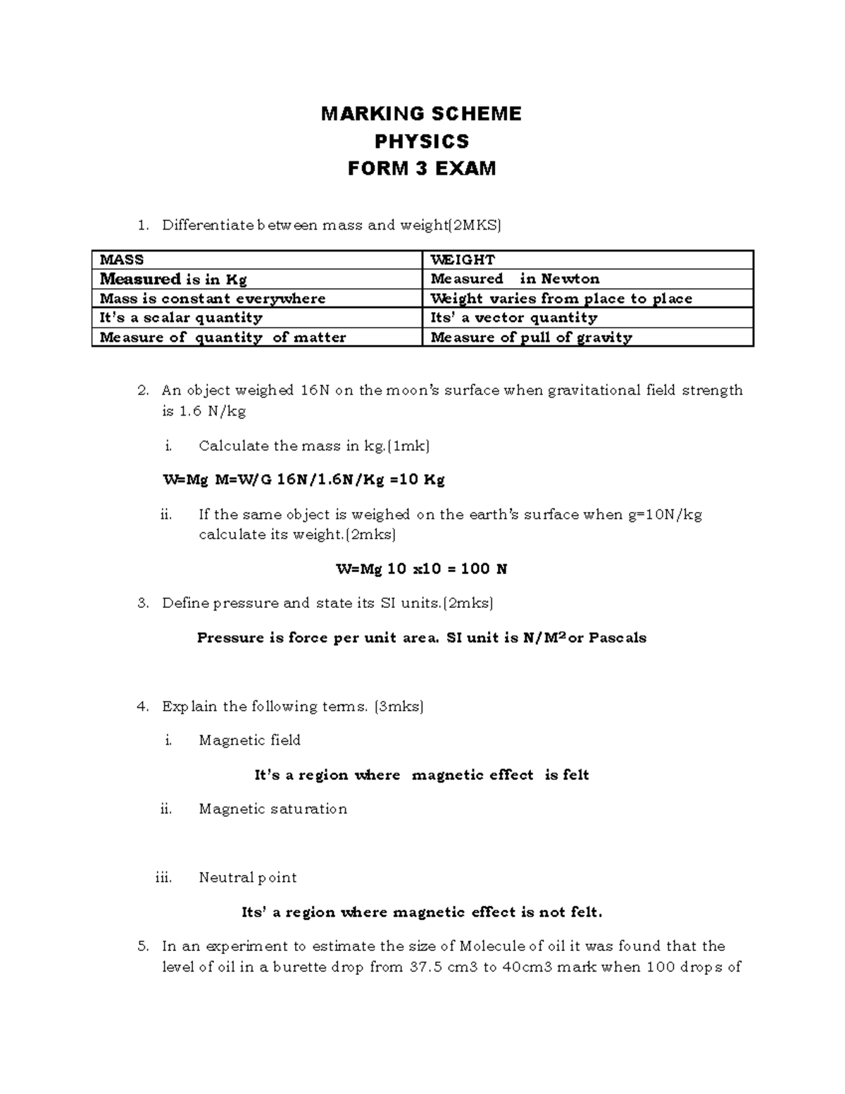Form Three Physics Set 1 MS - MARKING SCHEME PHYSICS FORM 3 EXAM ...
