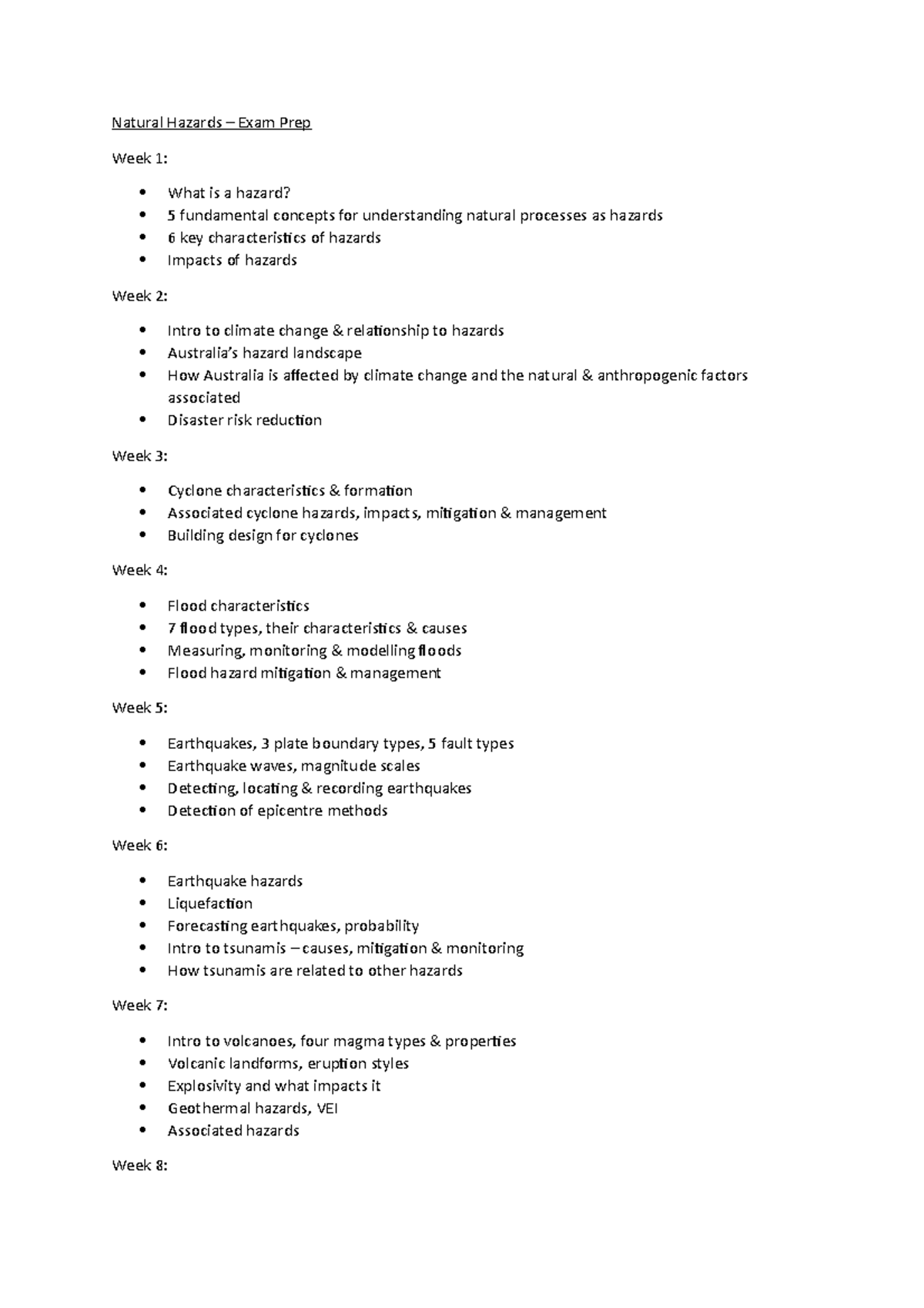 Natural Hazards Exam Prep - Natural Hazards – Exam Prep Week 1: What is ...