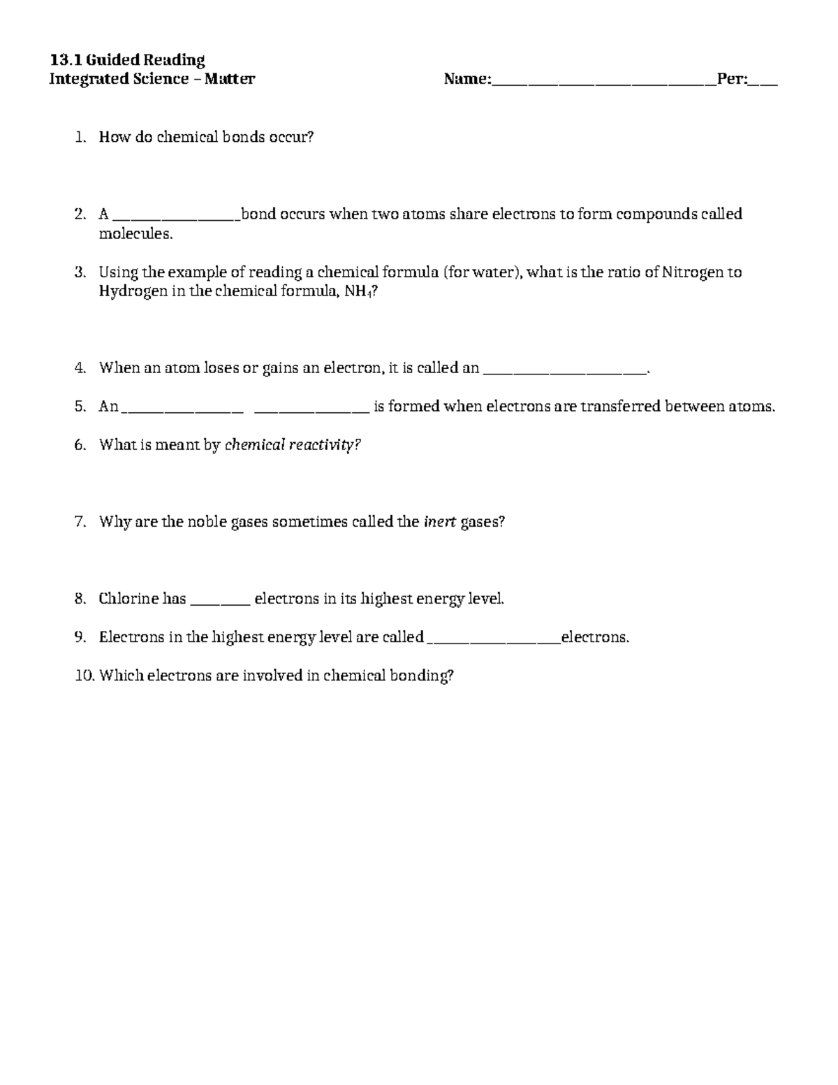 13.1 guided reading - idk - 13 Guided Reading Integrated Science ...