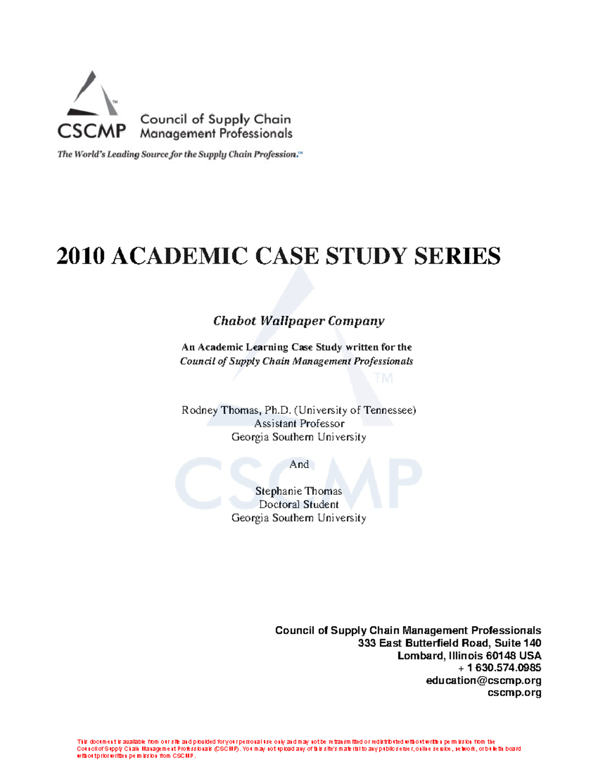 2010 chabot - Case Study - 2010 ACADEMIC CASE STUDY SERIES Chabot ...