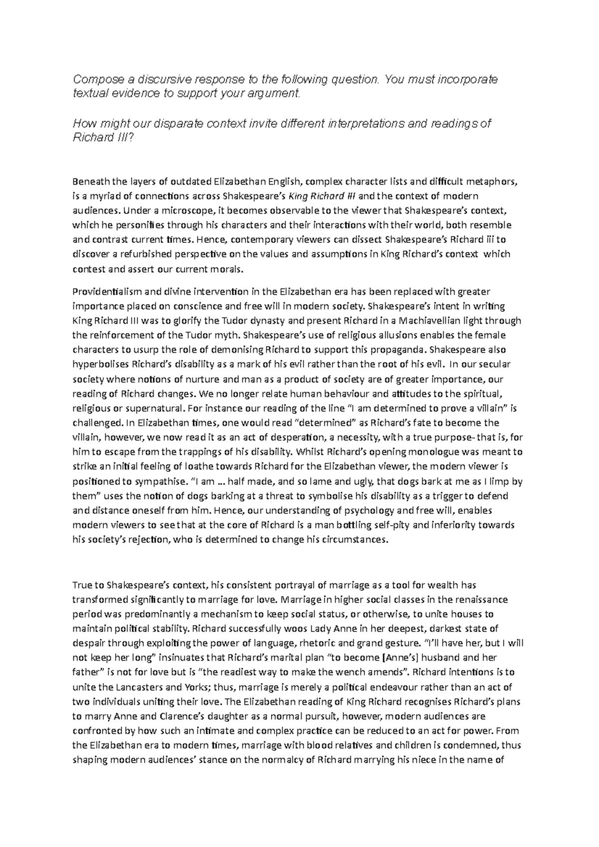 Compose a discursive response to the following question - You must ...