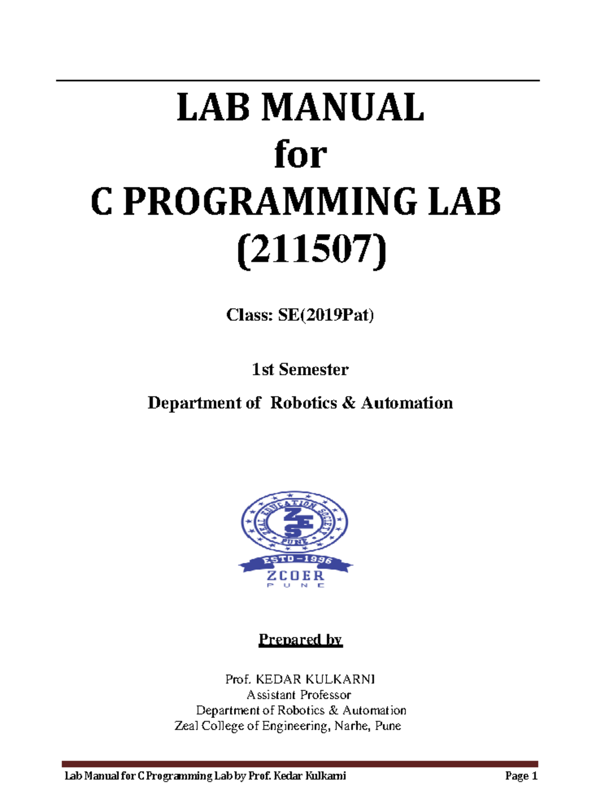 Basics of C Programming & Instructions - LAB MANUAL for C PROGRAMMING ...