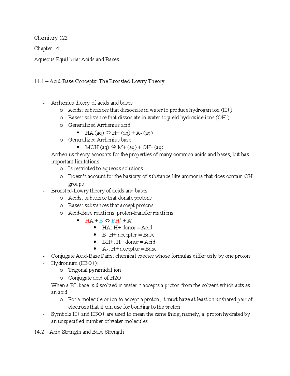 Book Notes - Chapter 14 - Dr. Harmon Abrahamson - Chemistry 122 Chapter ...