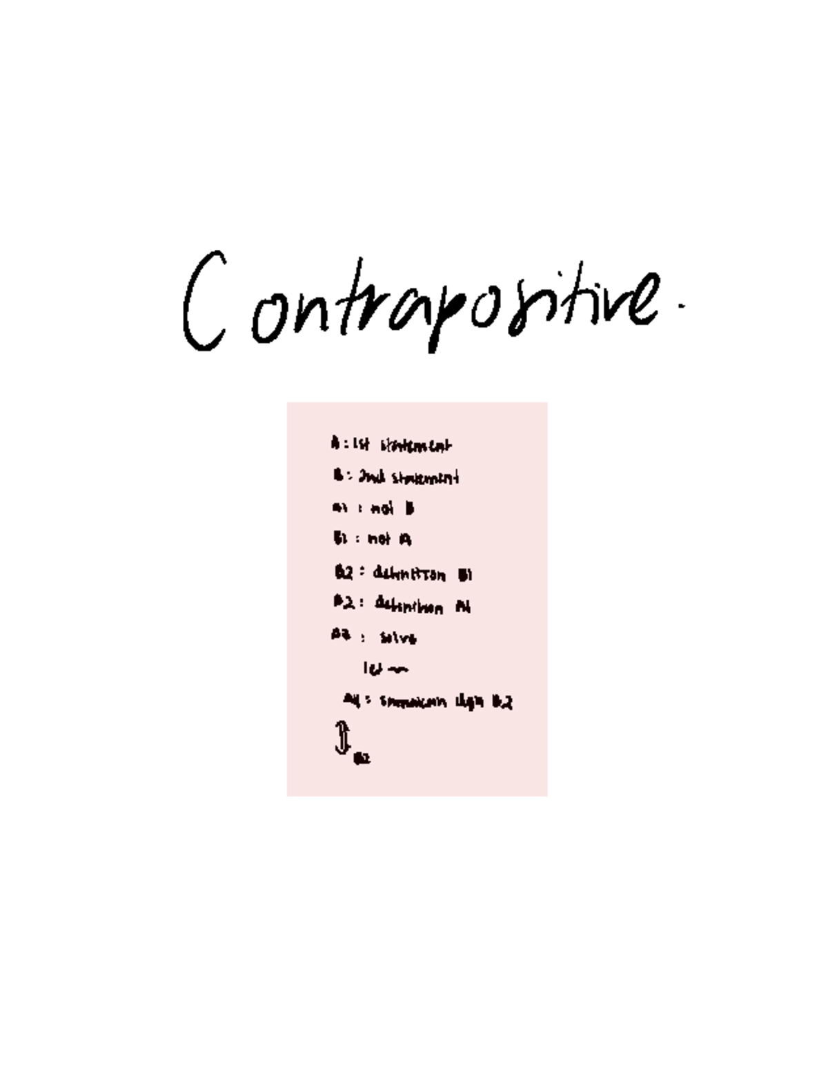 Contrapositive - my notes - Contrapositive . A :1st statement B : 2nd ...