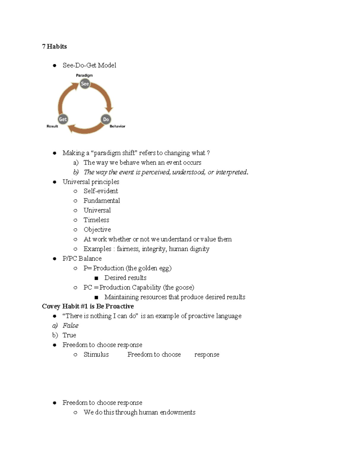 Tca 201 notes exam 3 - 7 Habits See-Do-Get Model Making a “paradigm ...