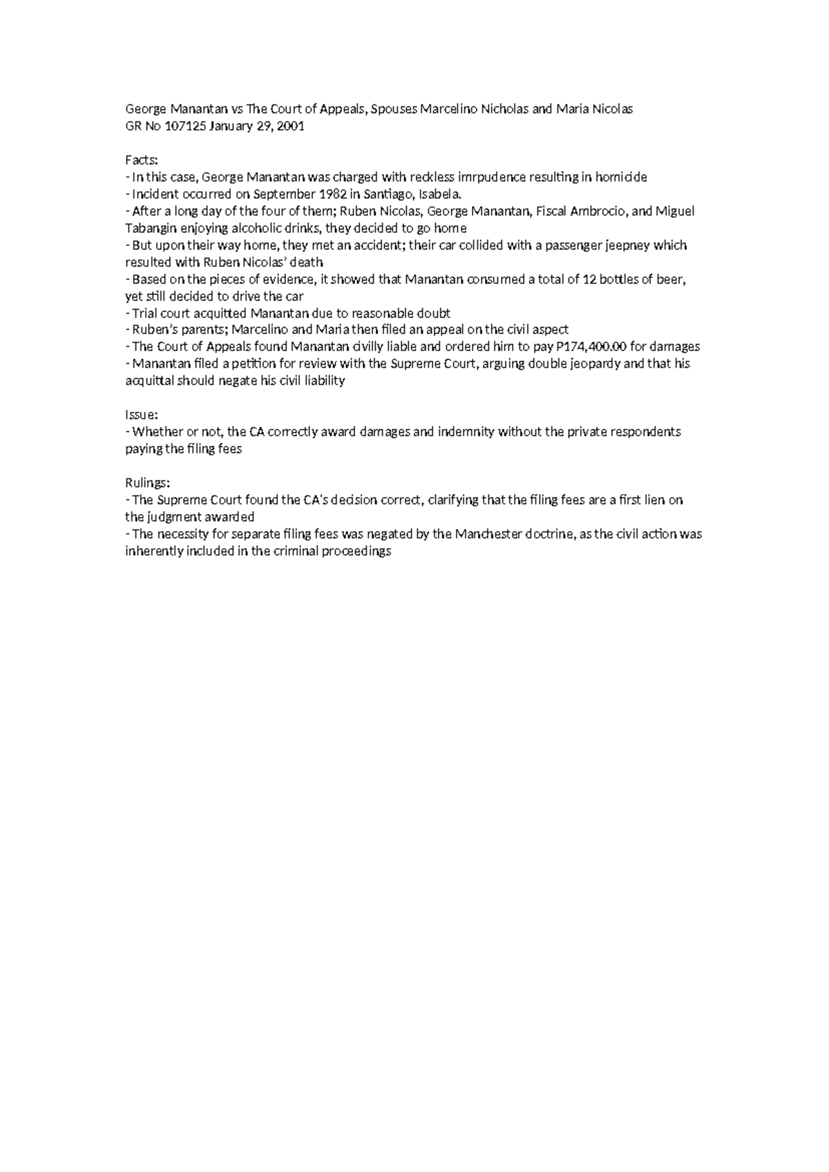 George Manantan vs The Court of Appeals - After a long day of the four ...