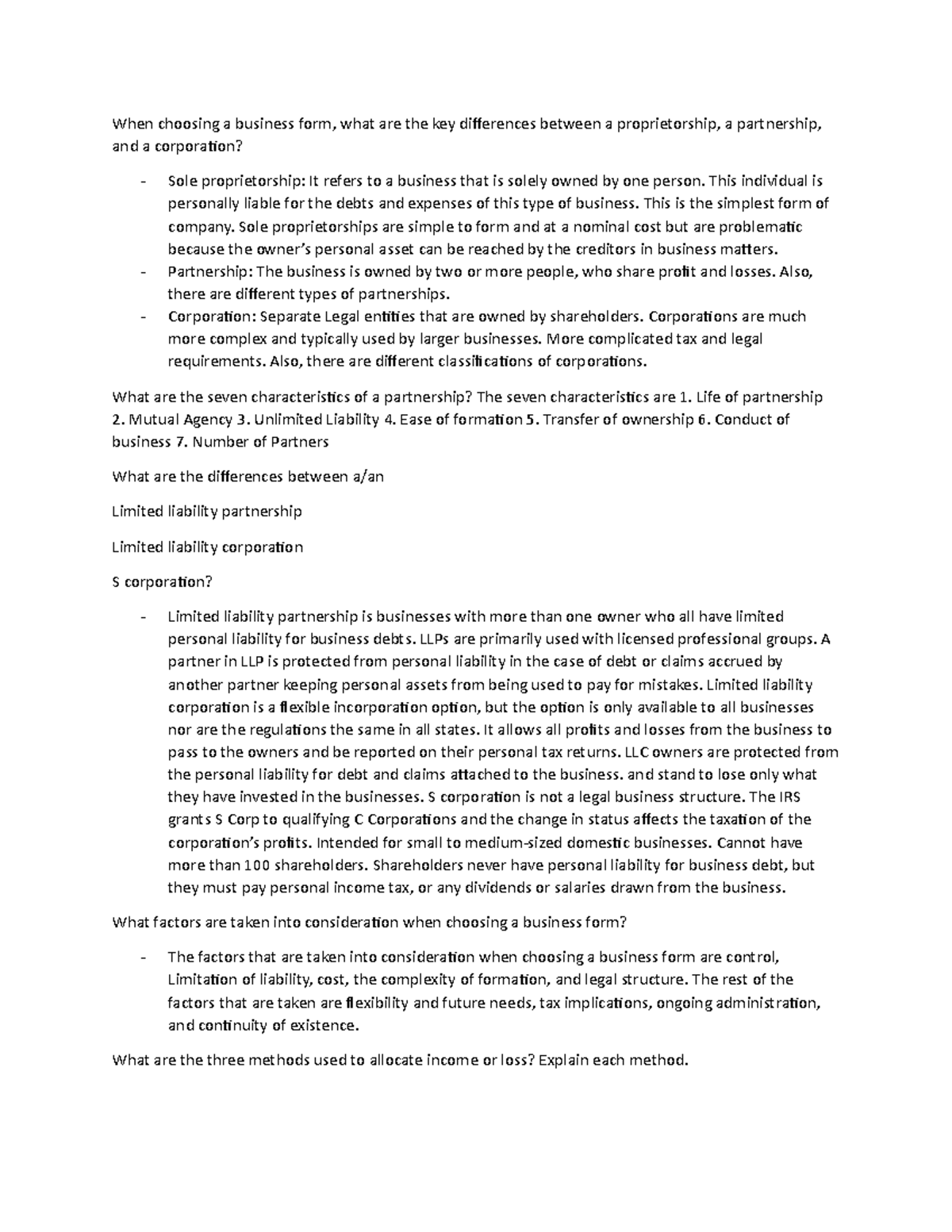 W5 Review SG account - When choosing a business form, what are the key ...