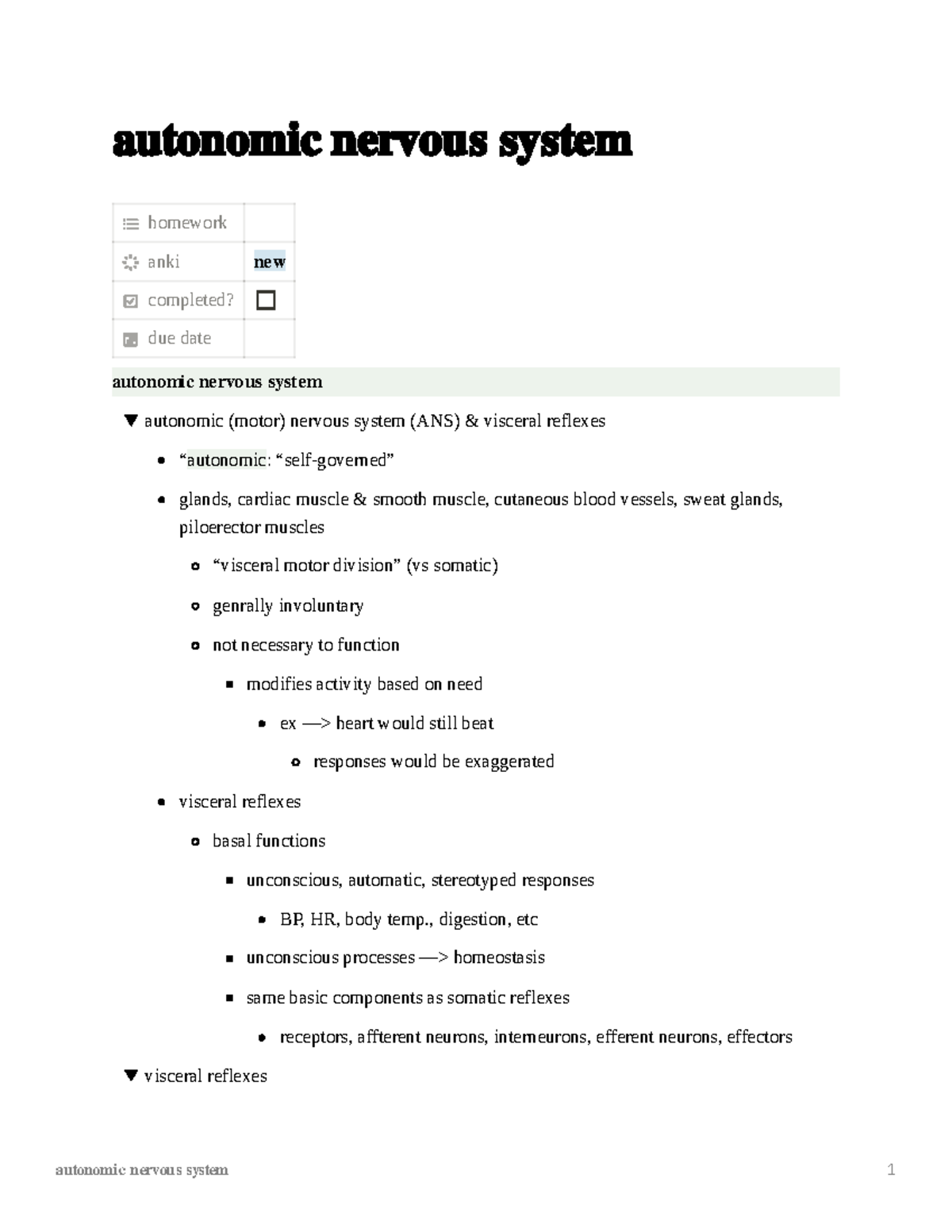 Autonomic nervous system notes - 𝐚𝐮𝐭𝐨𝐧𝐨𝐦𝐢𝐜 𝐧𝐞𝐫𝐯𝐨𝐮𝐬 𝐬𝐲𝐬𝐭𝐞𝐦 homework anki ...