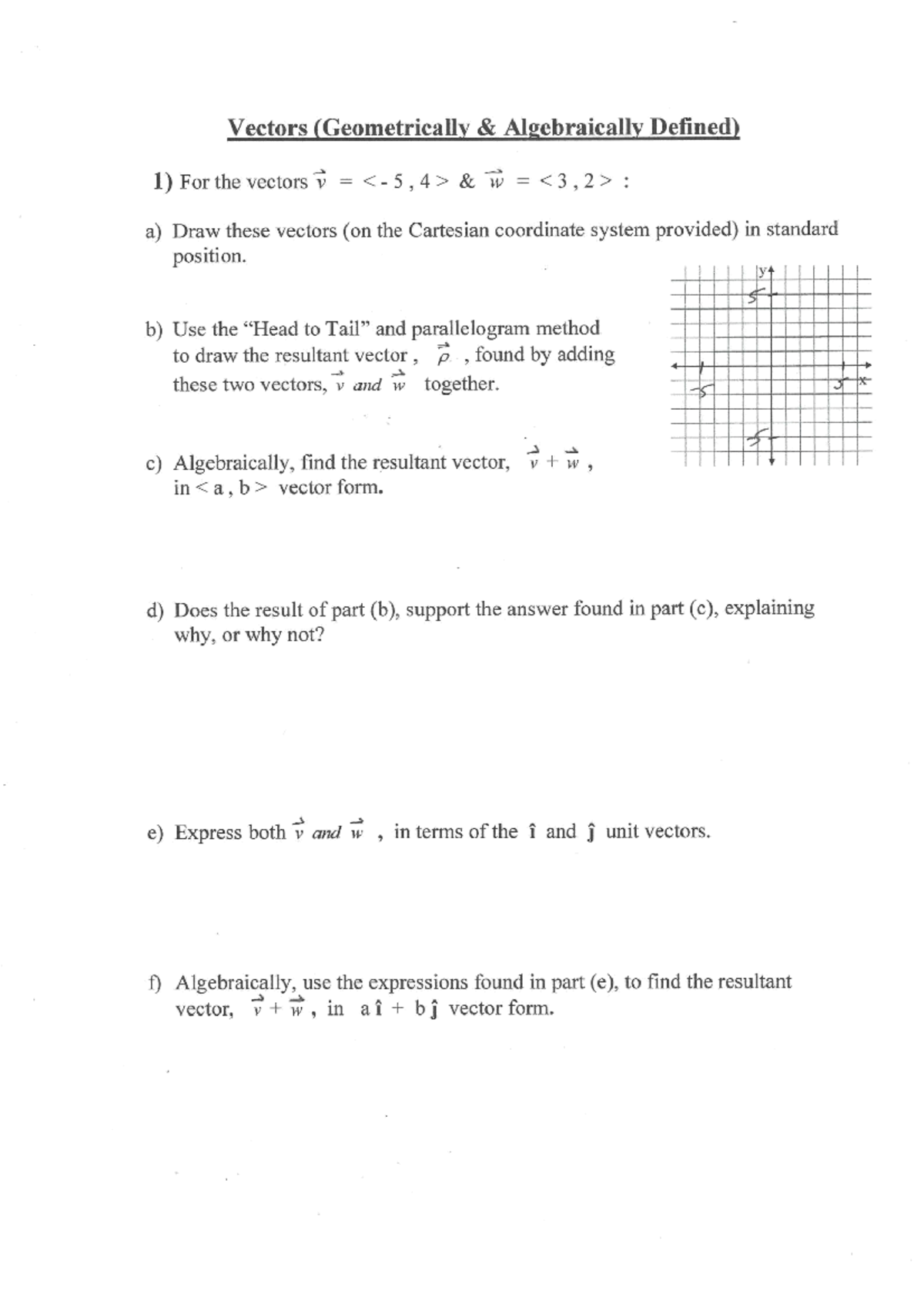 Vectors Worksheet - MATH A108 - Studocu