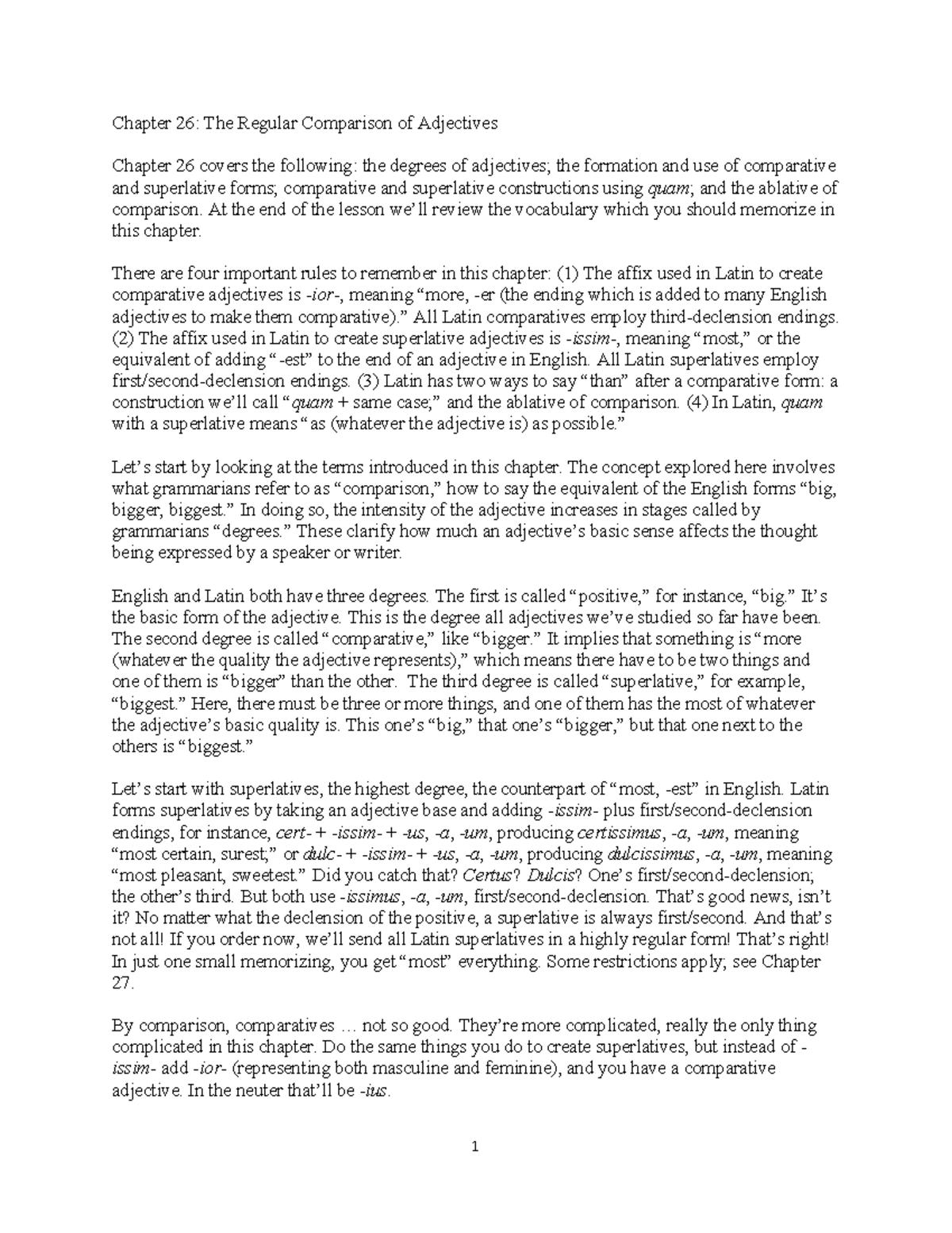 Chapter 26 The regular Comparison of Adjectives - Chapter 26: The ...