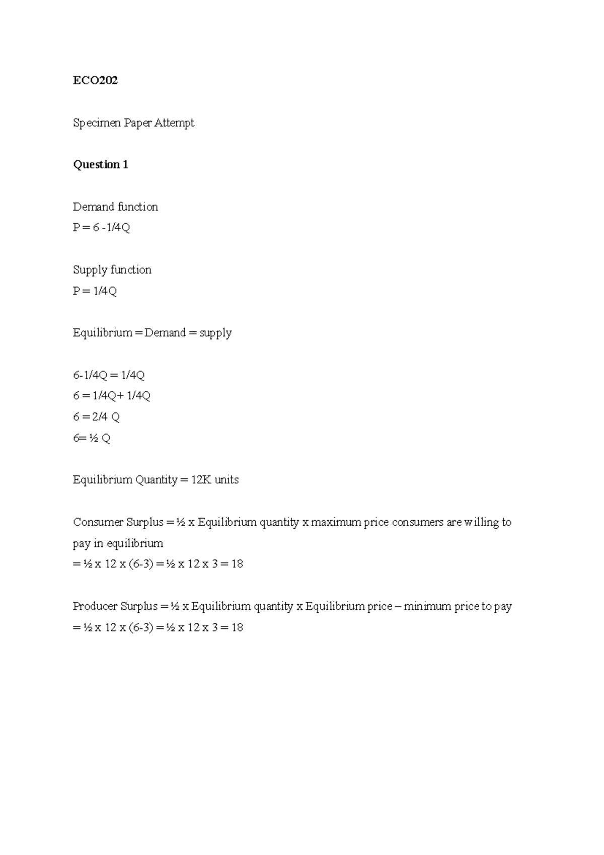 ECO202 - Specimen Paper For First batch - ECO202 - SUSS - Studocu