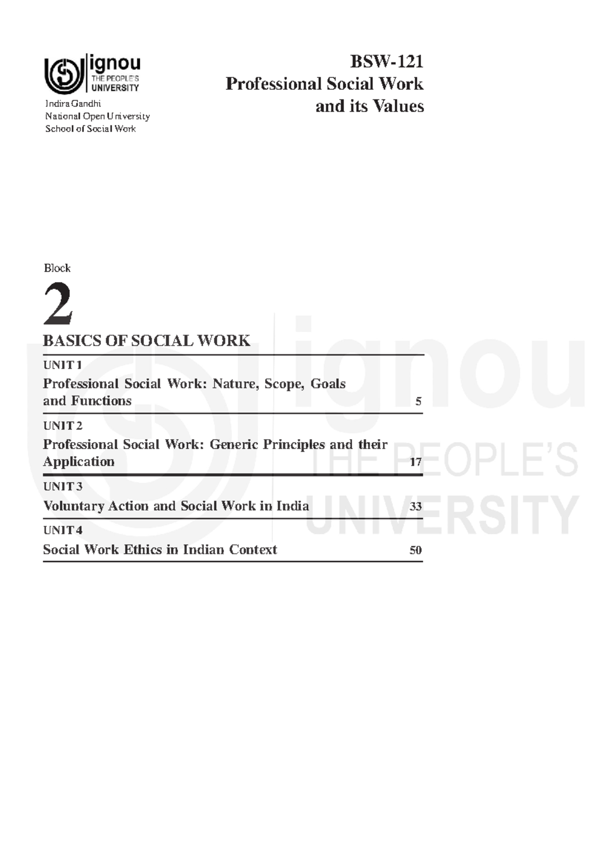 BSW-121 E Block-2 - Introduction to social work concepts 2 - 2 Block ...