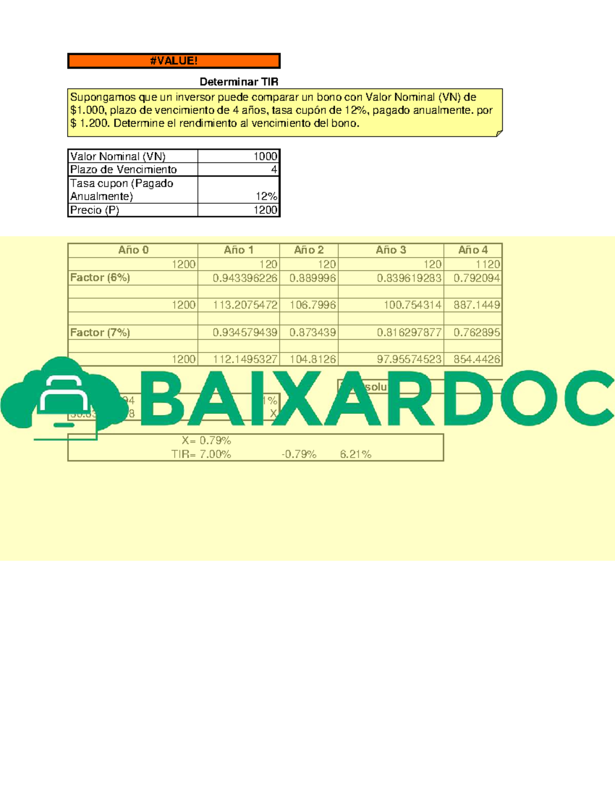 Baixardoc - Determinar TIR Valor Nominal (VN) 1000 Plazo de Vencimiento ...
