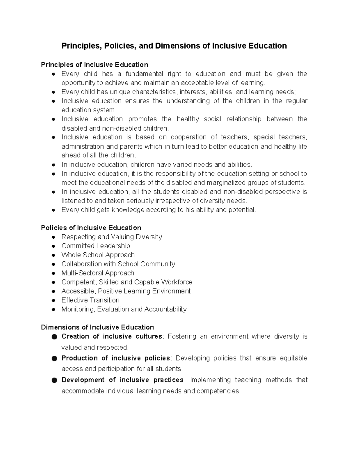 Principles, Policies and Dimensions of Inclusive Education - Every ...